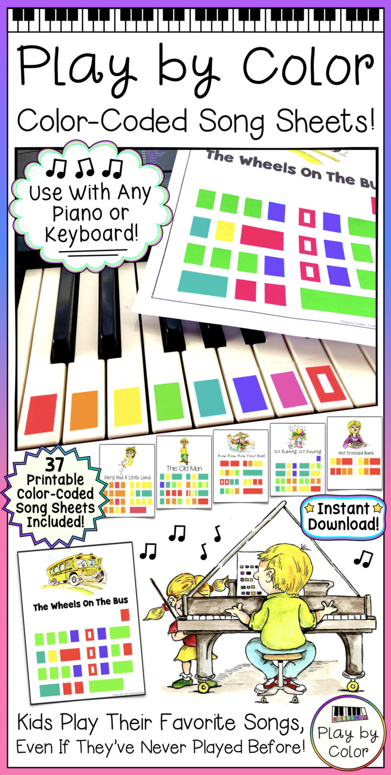 Play By Color Bundle, 37 Color-Coded Song Sheets – Printable Booklet ...